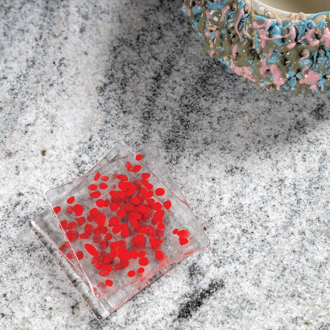 Red Speckle Coaster Set